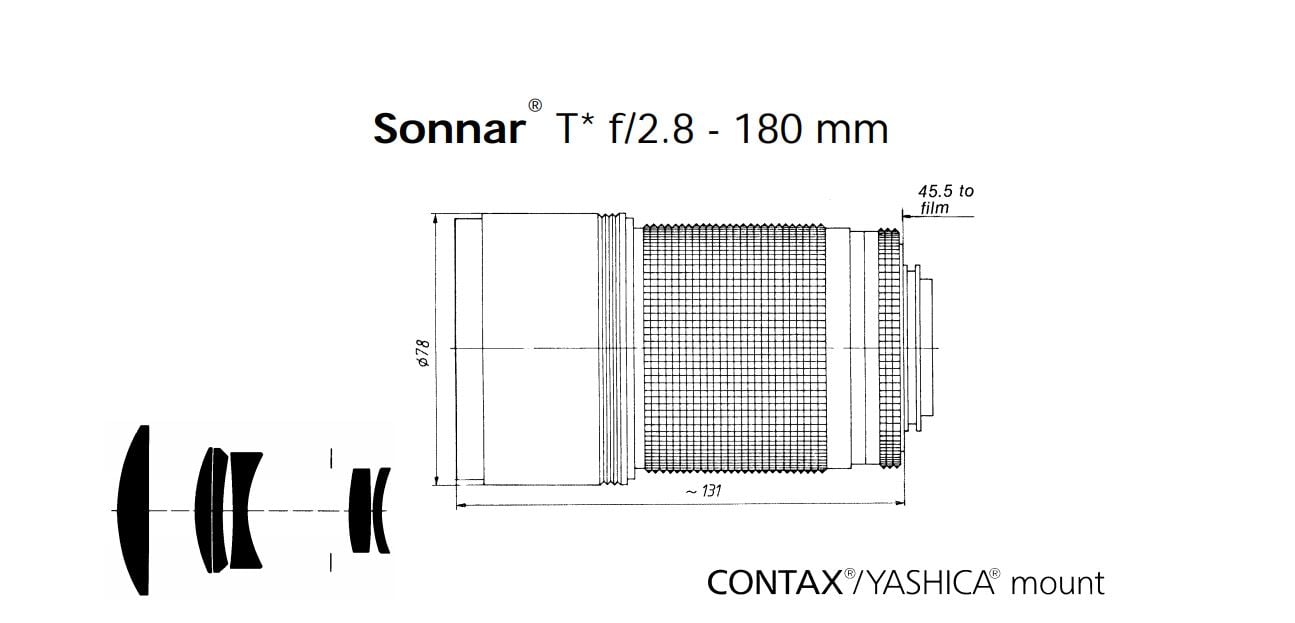 Zeiss ‘Contax’ Sonnar 180mm f/2.8, a fast, heavyweight quality prime lens