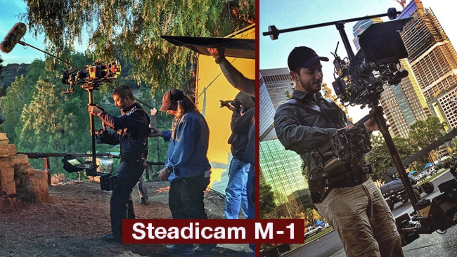 At work with the Steadicam M-1 rig