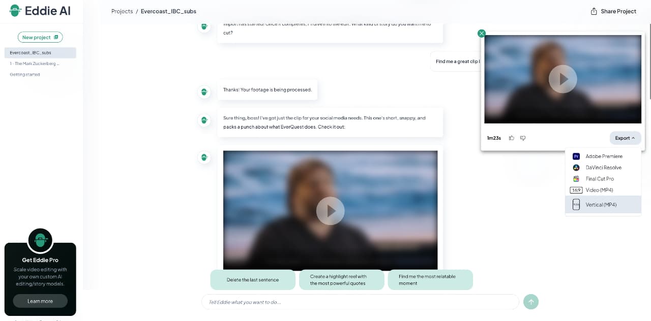 Eddie AI review: Finally a ChatGPT for video editing?