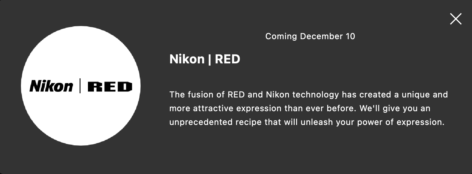 Nikon and RED Tease New Cinematic Imaging Recipe Arriving December 10